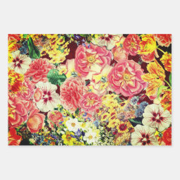 Hollywood Floral Botanical Sampler Wrapping Paper Sheets | Zazzle