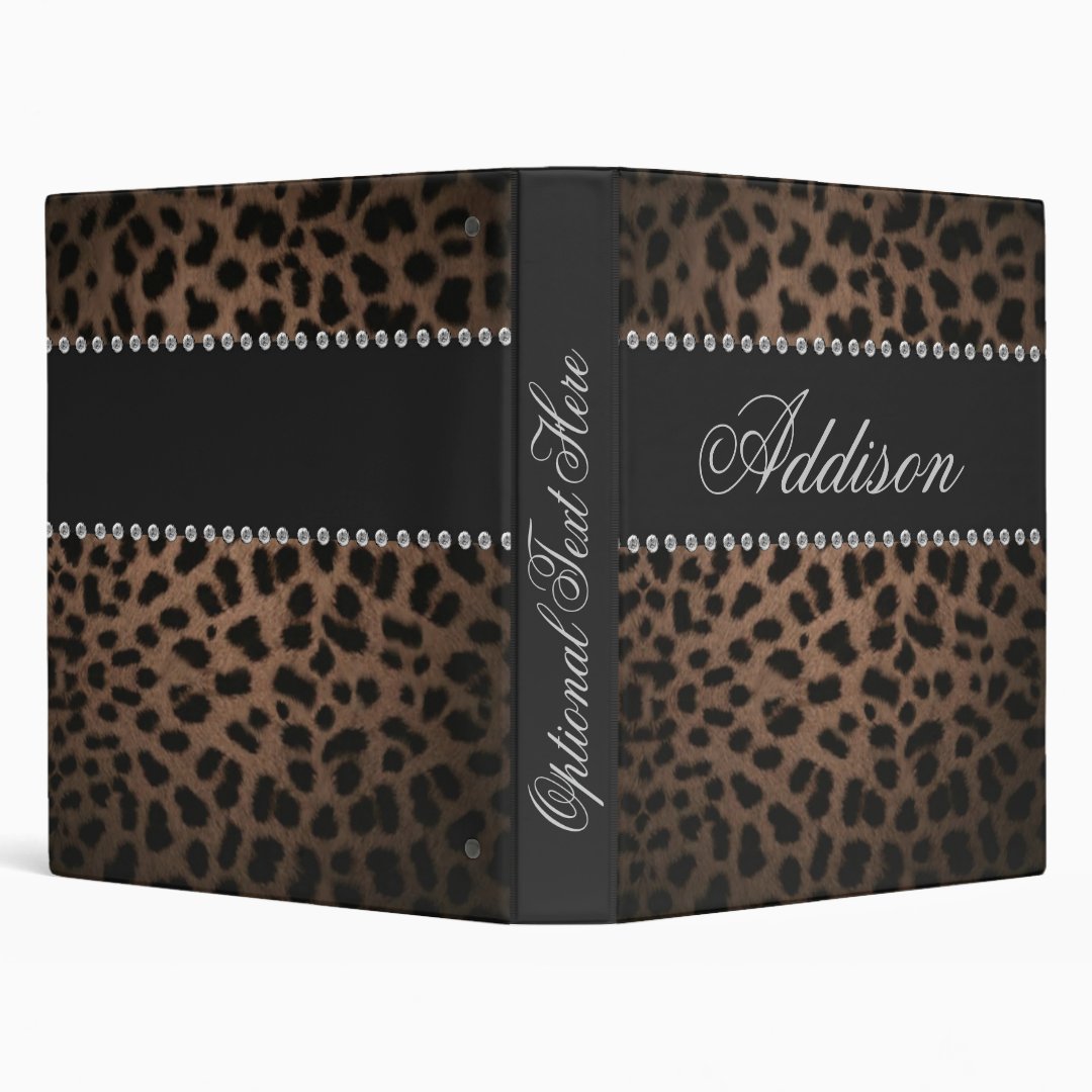 Hollywood Glam Rhinestone Leopard Bling Binder | Zazzle