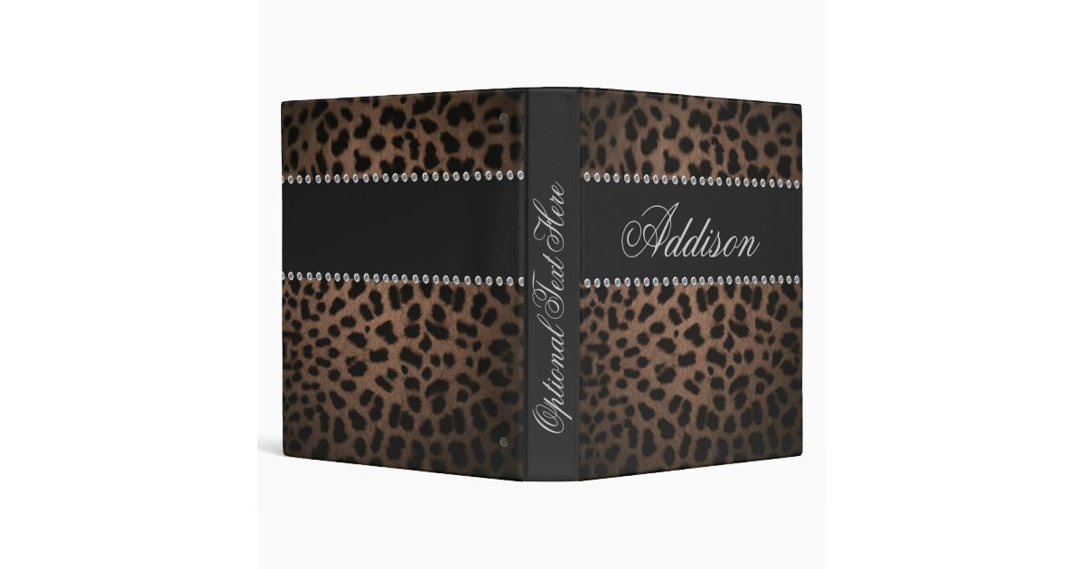 Hollywood Glam Rhinestone Leopard Bling Binder | Zazzle