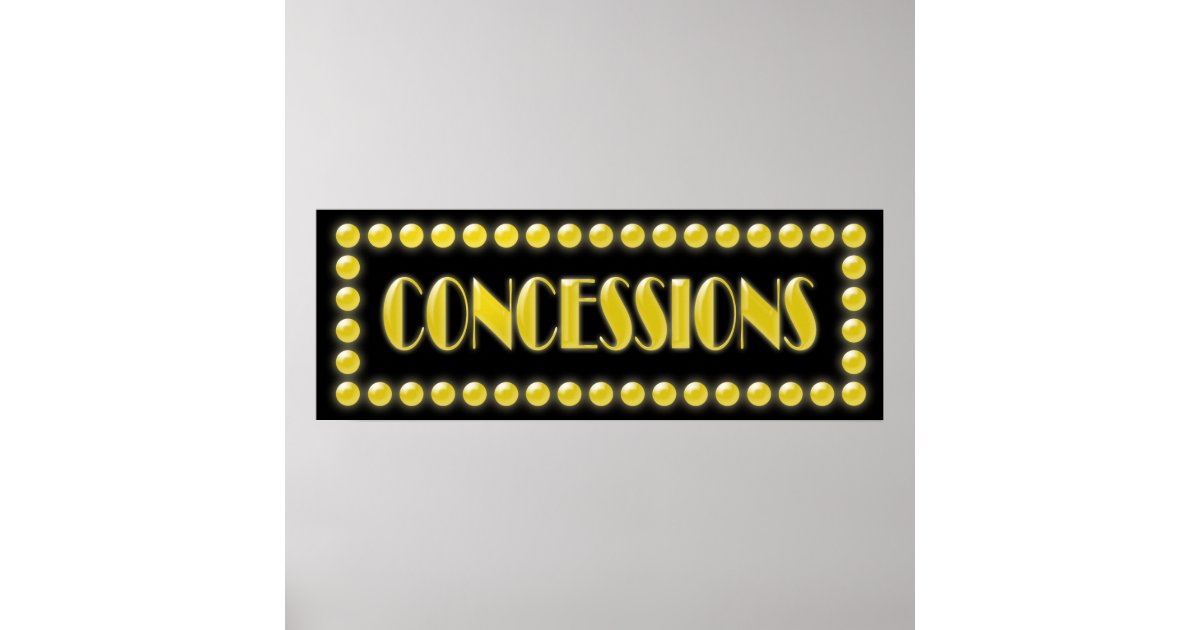 Hollywood Lights Concessions Sign Movie Party | Zazzle