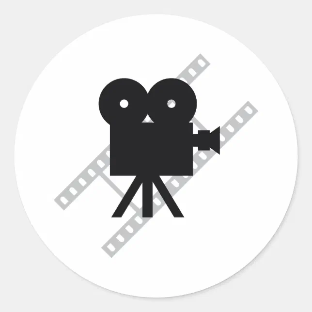 hollywood movie cine camera film classic round sticker | Zazzle