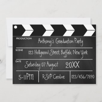 Hollywood Movie Graduation Party Chalkboard Invitation | Zazzle