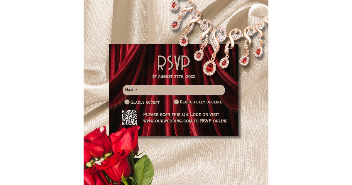 Hollywood Movie Red Carpet Premiere Wedding RSVP Card | Zazzle