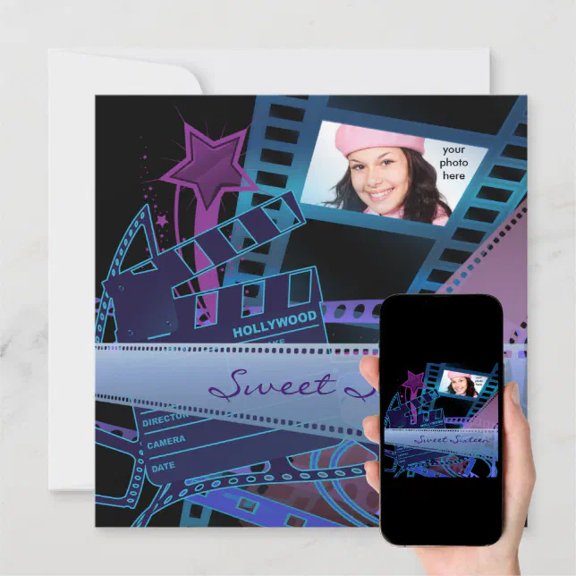 Hollywood Movie Star Sweet 16 Birthday Party Invitation | Zazzle