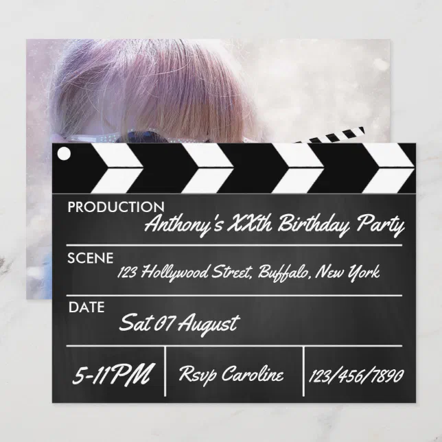 Hollywood Movie Theme Party Chalkboard Invitation | Zazzle