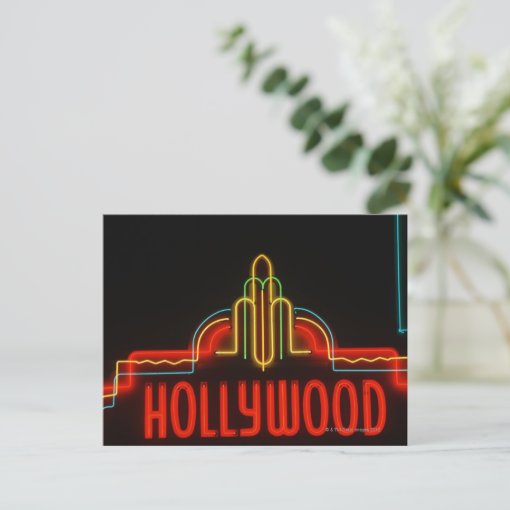 Hollywood neon sign, Los Angeles, California Postcard | Zazzle
