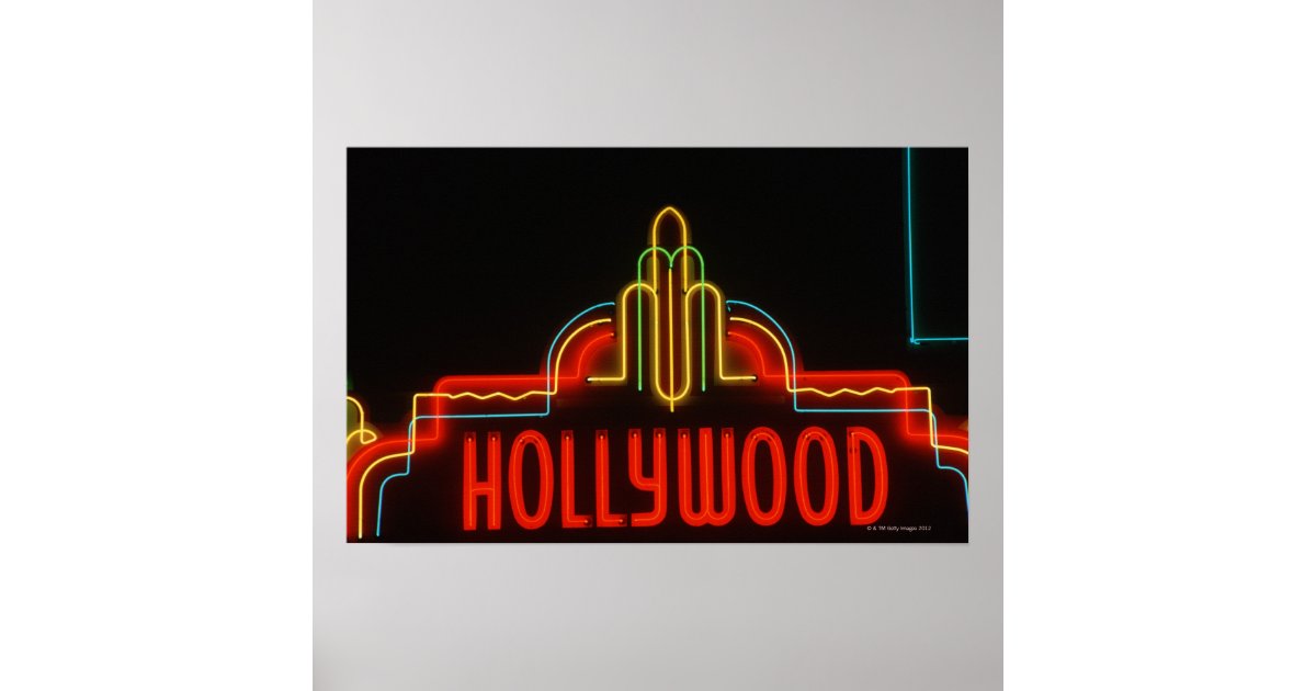 Hollywood neon sign, Los Angeles, California Poster | Zazzle