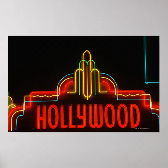 Hollywood neon sign, Los Angeles, California Poster | Zazzle