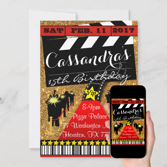 Hollywood Party, Hollywood Birthday Invitation | Zazzle