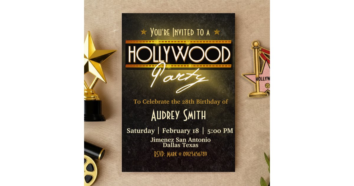 Hollywood Party Invitation | Zazzle