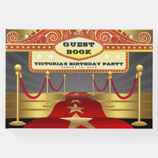 Hollywood Red Carpet Birthday Party Guest Book | Zazzle.com