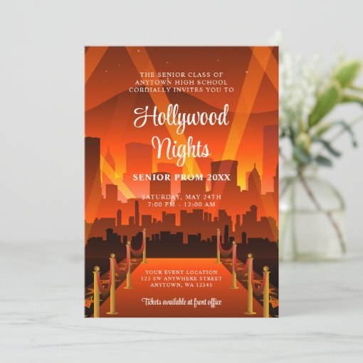 Hollywood Red Carpet City Prom Invitation | Zazzle