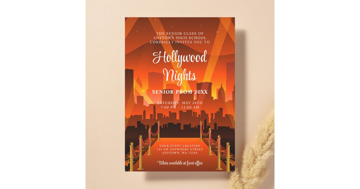 Hollywood Red Carpet City Prom Invitation | Zazzle
