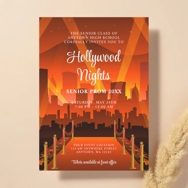 Hollywood Red Carpet City Prom Invitation | Zazzle