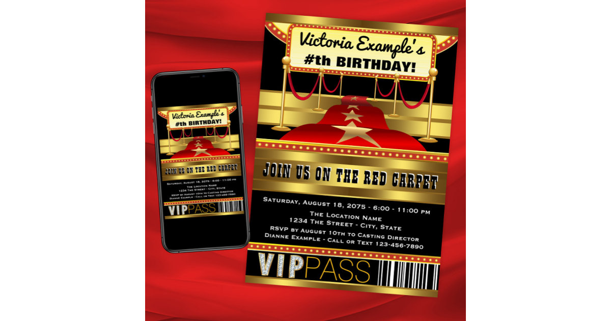 Hollywood Red Carpet Party Invitations | Zazzle