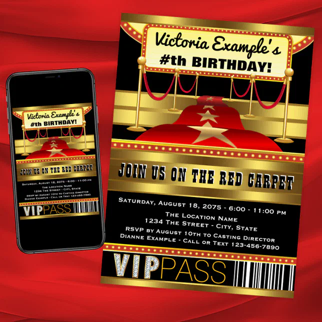 Hollywood Red Carpet Party Invitations | Zazzle