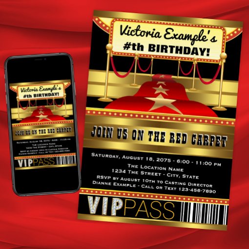 Hollywood Red Carpet Party Invitations | Zazzle