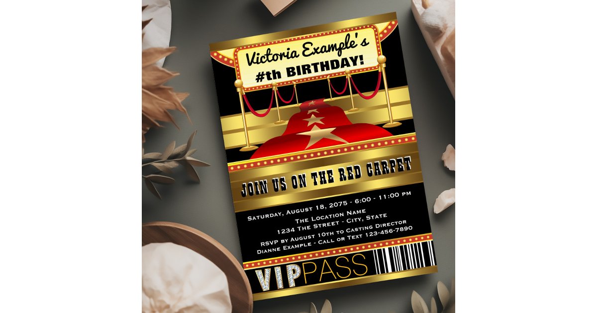 Hollywood Red Carpet Party Invitations | Zazzle