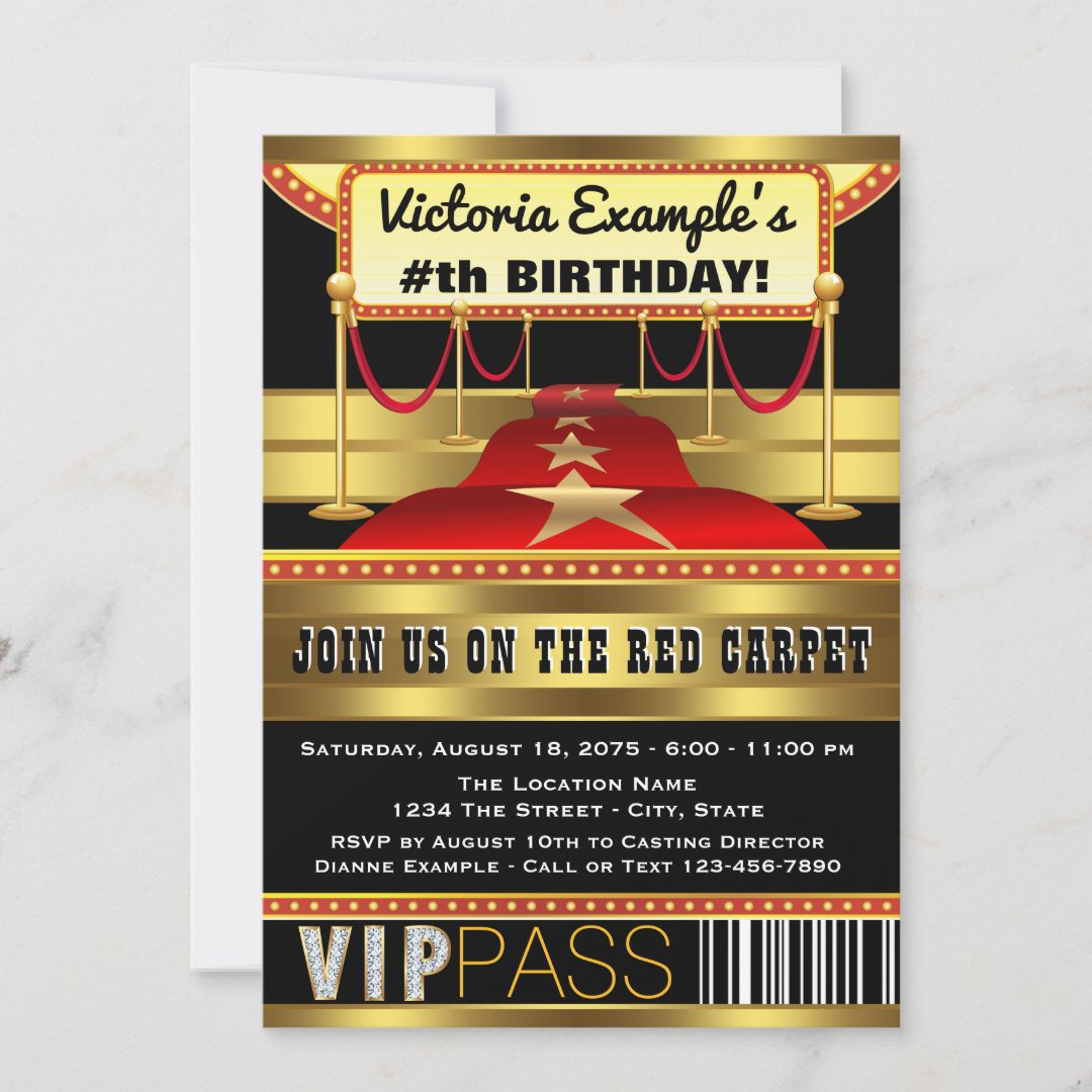 Hollywood Red Carpet Party Invitations | Zazzle