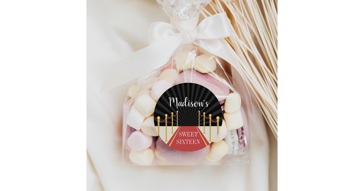 Hollywood Red Carpet Personalized Classic Round Sticker | Zazzle