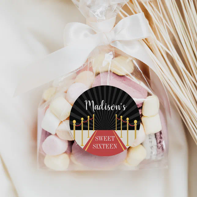 Hollywood Red Carpet Personalized Classic Round Sticker | Zazzle