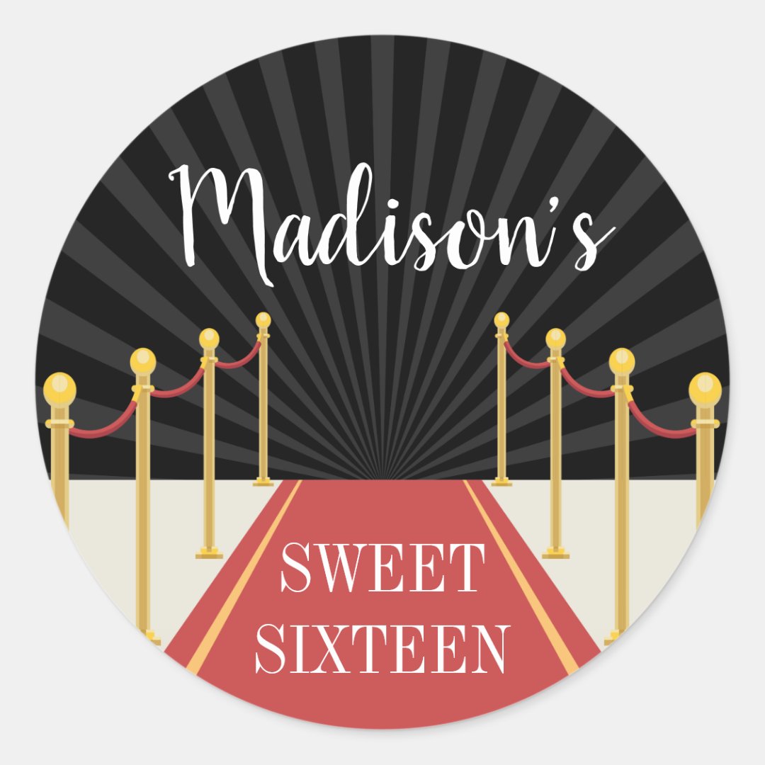 Hollywood Red Carpet Personalized Classic Round Sticker | Zazzle