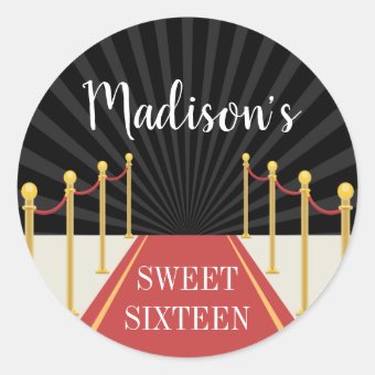 Hollywood Red Carpet Personalized Classic Round Sticker | Zazzle