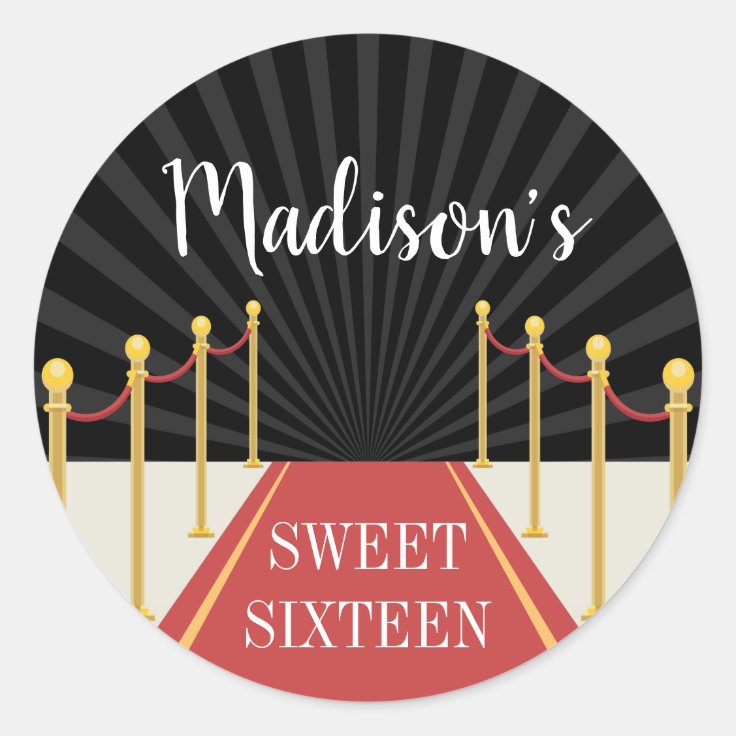 Hollywood Red Carpet Personalized Classic Round Sticker | Zazzle