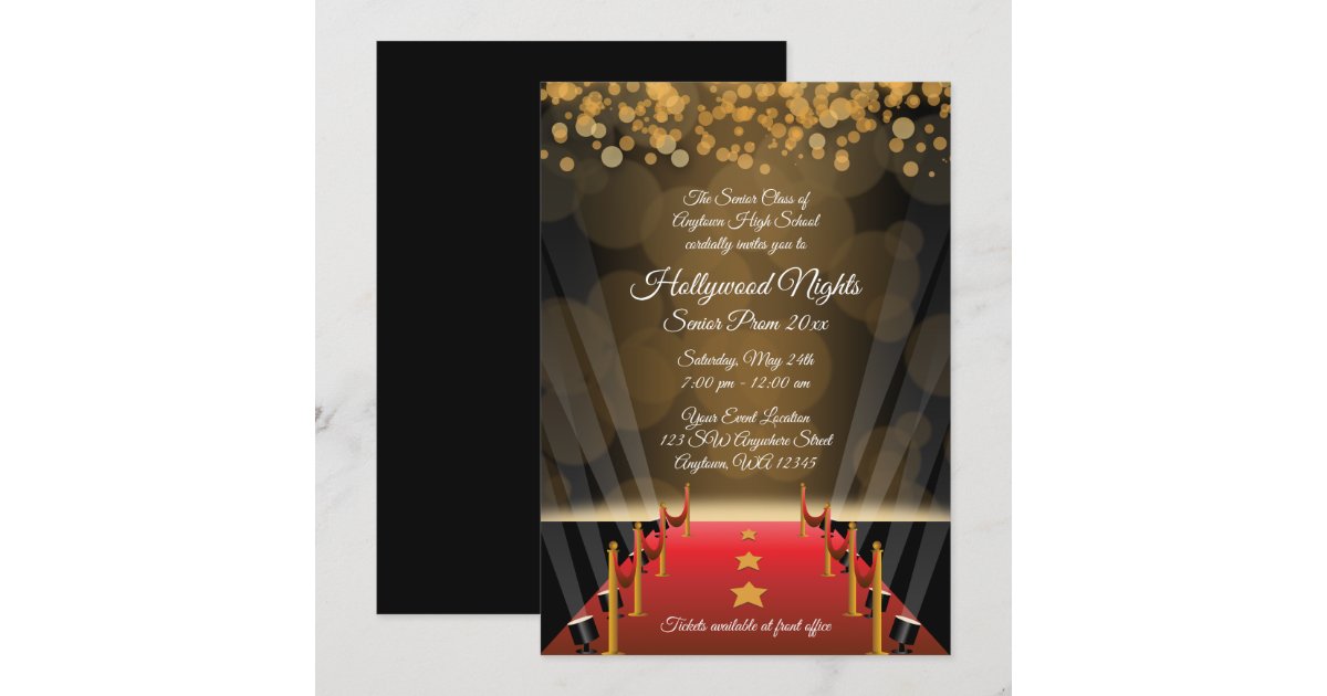 Hollywood Red Carpet Prom Formal Invitations | Zazzle
