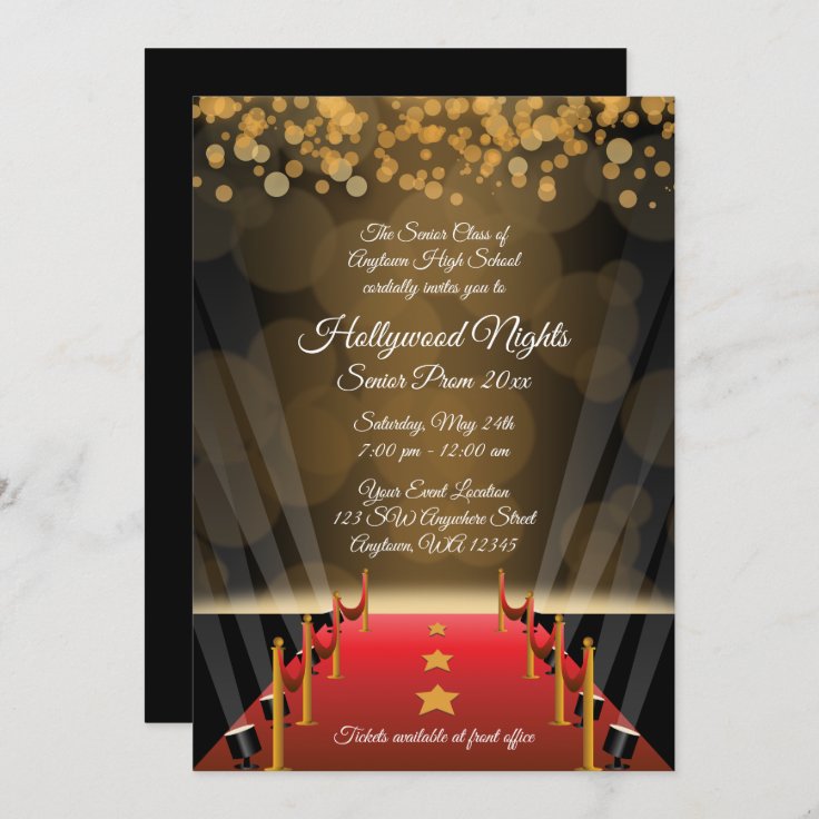 Hollywood Red Carpet Prom Formal Invitations | Zazzle