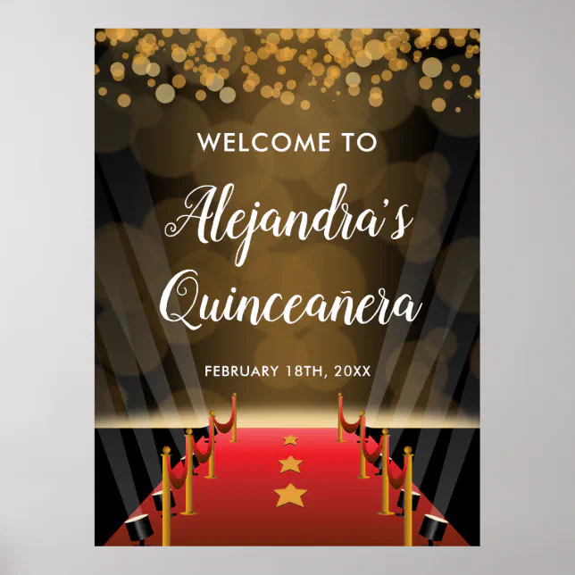 Hollywood Red Carpet Quinceanera Welcome Sign | Zazzle