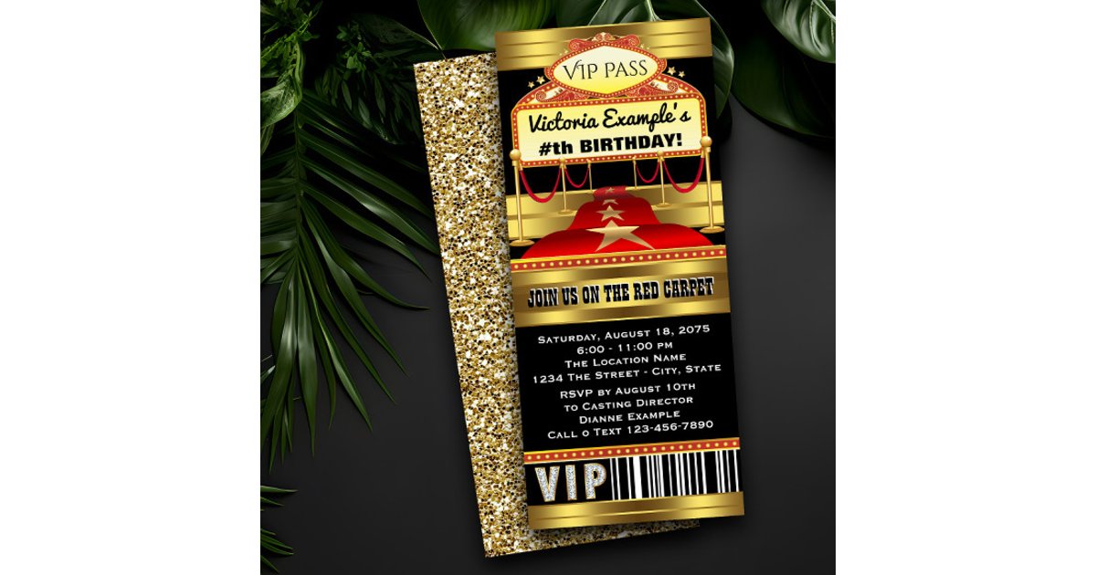 Hollywood Red Carpet Ticket Party Invitations | Zazzle