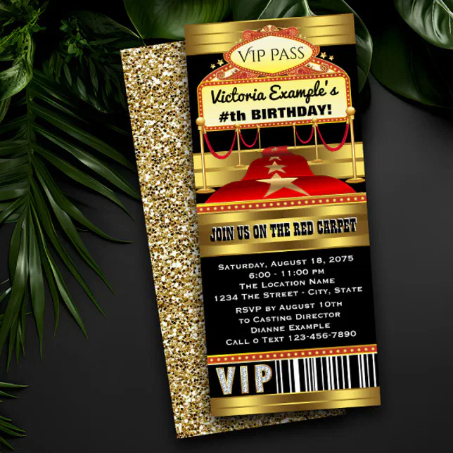 Hollywood Red Carpet Ticket Party Invitations | Zazzle
