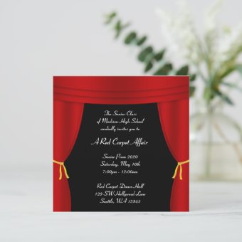 Hollywood Red Curtain Prom Formal Square Invitation | Zazzle