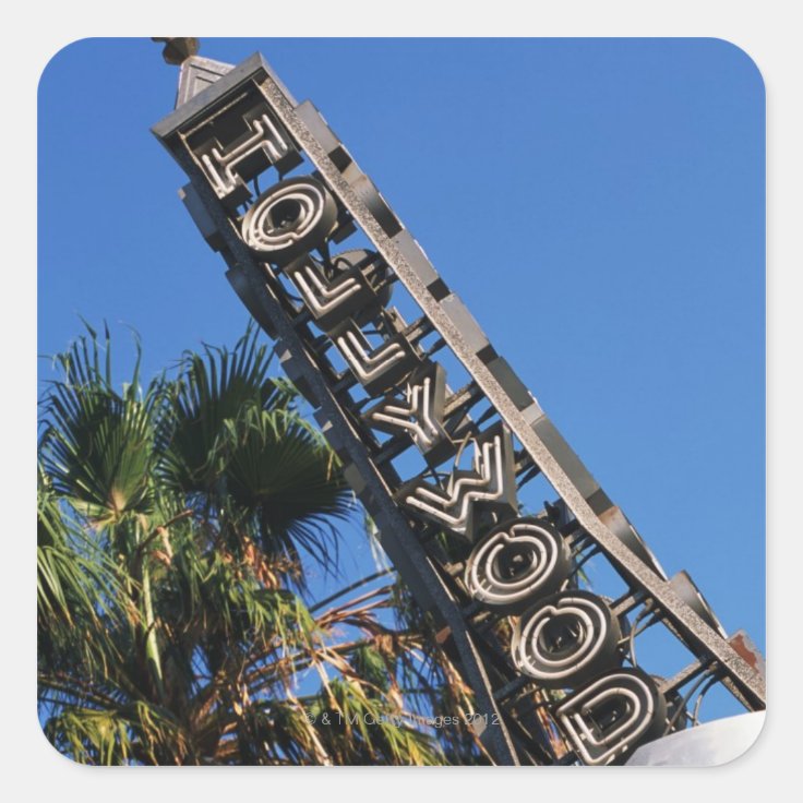 Hollywood sign, Los Angeles, California Square Sticker | Zazzle