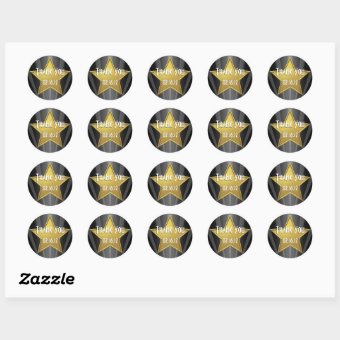 Hollywood Star Thank You Sticker | Zazzle