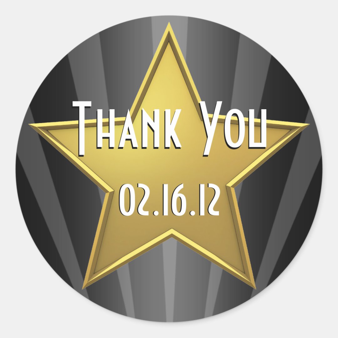 Hollywood Star Thank You Sticker | Zazzle