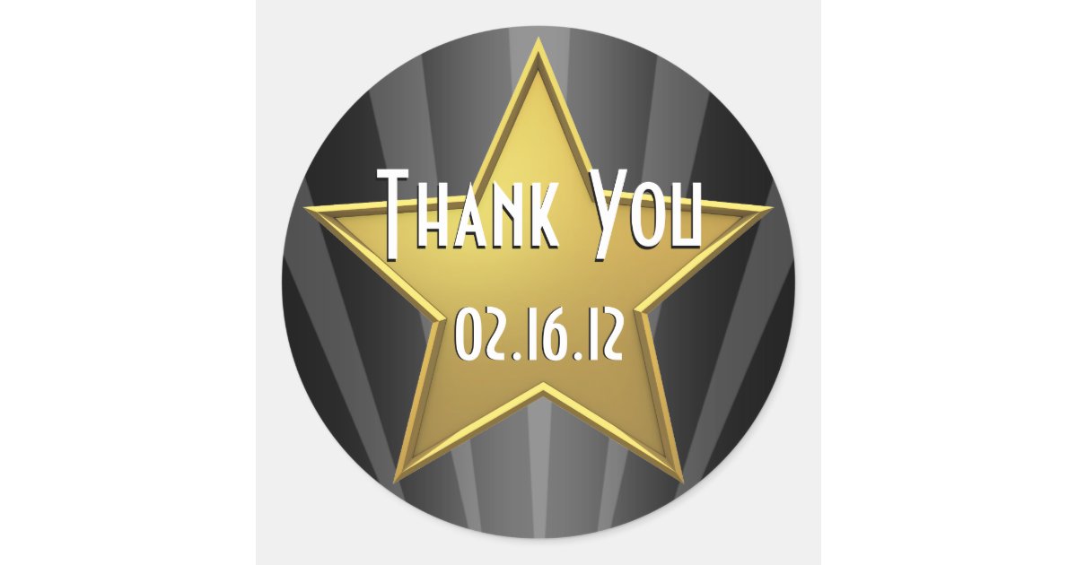 Hollywood Star Thank You Sticker | Zazzle