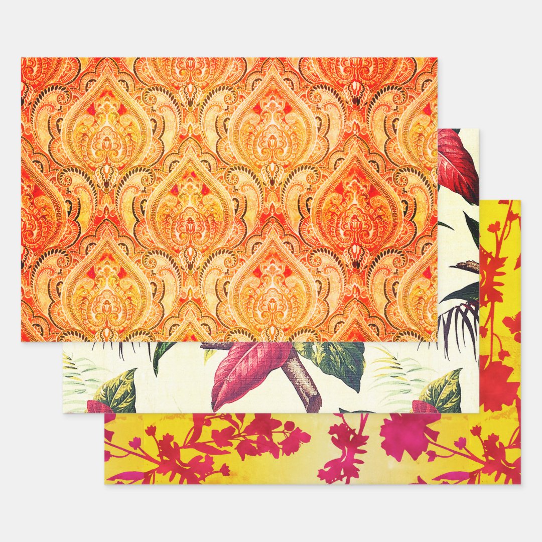 Hollywood Tropic, Bruxelles Apricot, and Pop Art Wrapping Paper Sheets ...