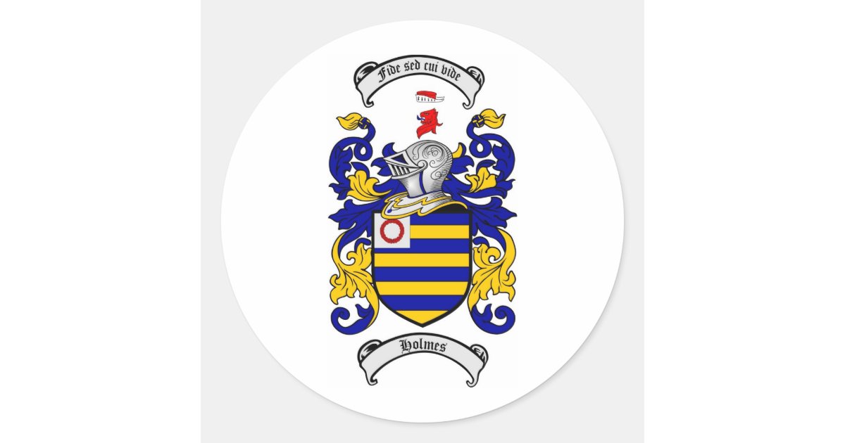 HOLMES FAMILY CREST - HOLMES COAT OF ARMS CLASSIC ROUND STICKER | Zazzle