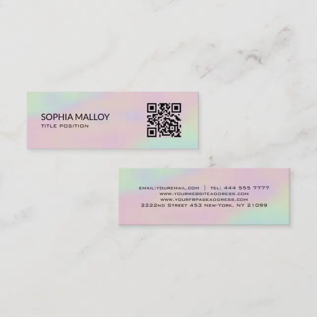 Hologram Background QR Code Mini Business Card | Zazzle