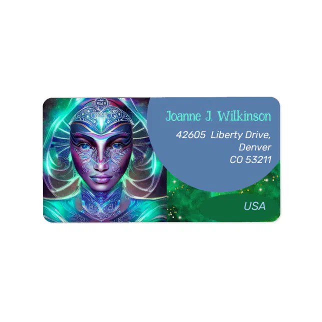 Hologram inspired girl from 2050 custom name label | Zazzle