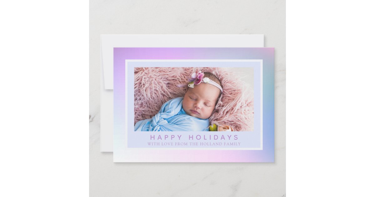 Hologram Pastel Christmas Photo Holiday Card | Zazzle