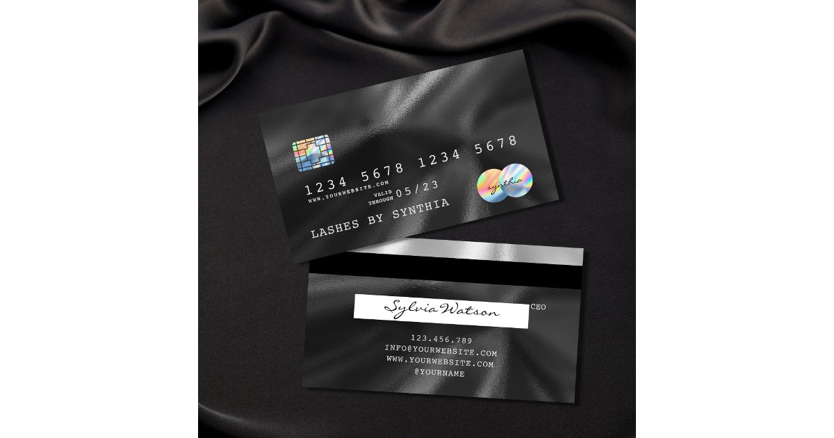 Holograph Black Foil Modern Credit Card Style | Zazzle