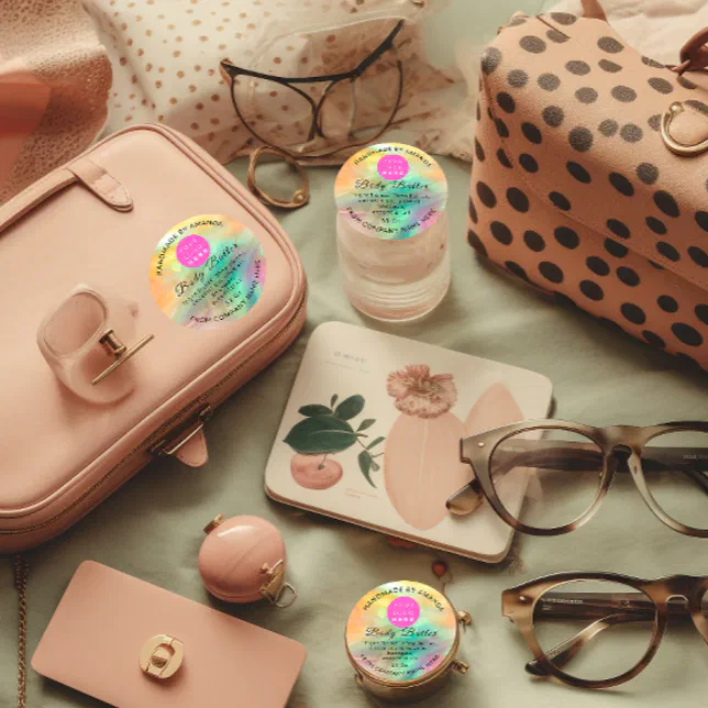 Holograph Custom Logo Name Body Butter. Scrub Classic Round Sticker ...