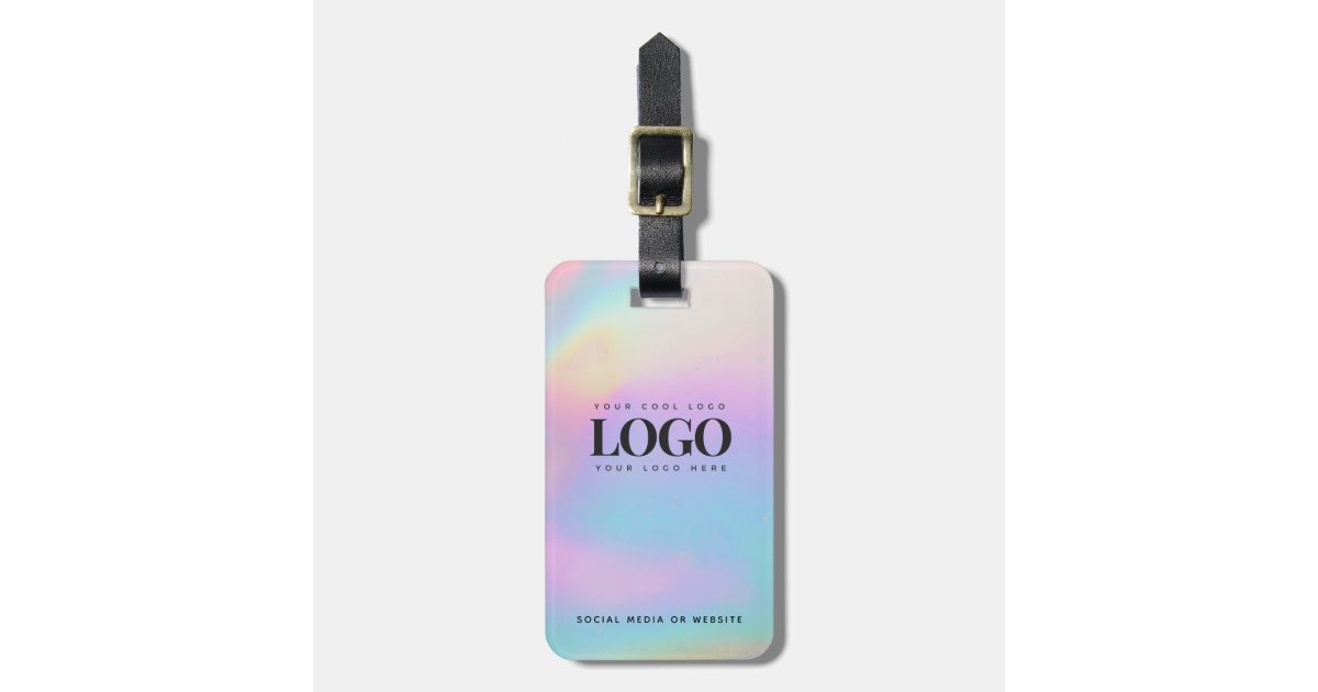Holograph Iridescent Company Logo Business Custom Luggage Tag | Zazzle