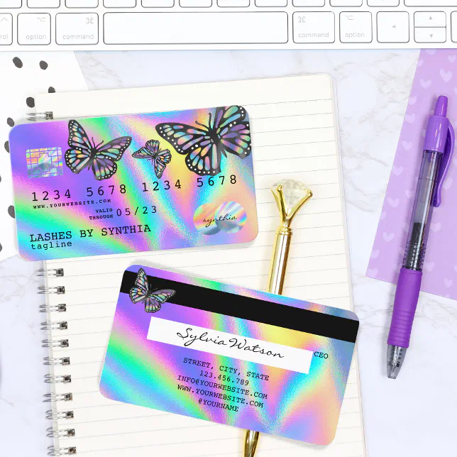 Holograph Modern Credit Card Monarch Butterfly | Zazzle