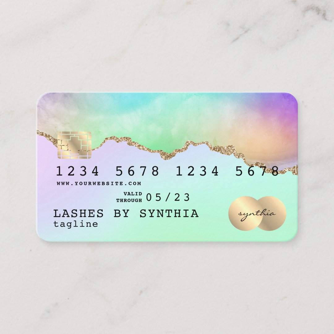 Holograph Pastel agate unicorn rainbow Credit Card | Zazzle