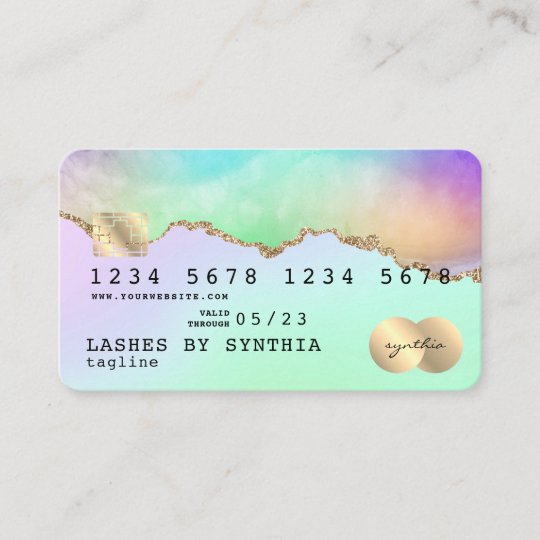 Holograph Pastel agate unicorn rainbow Credit Card | Zazzle.com