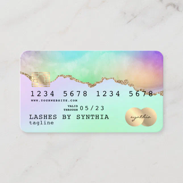 Holograph Pastel agate unicorn rainbow Credit Card | Zazzle